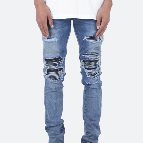 MNML | Jeans | New Mens Mnml Jeans X226 Stretch Skinny Moto Denim Blue ...